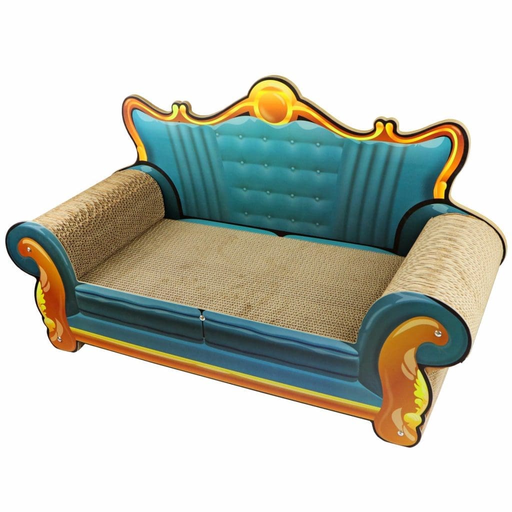 Cat Sofa Corrugated Cardboard, Emerald & Gold includes Tools - 70cm x ...