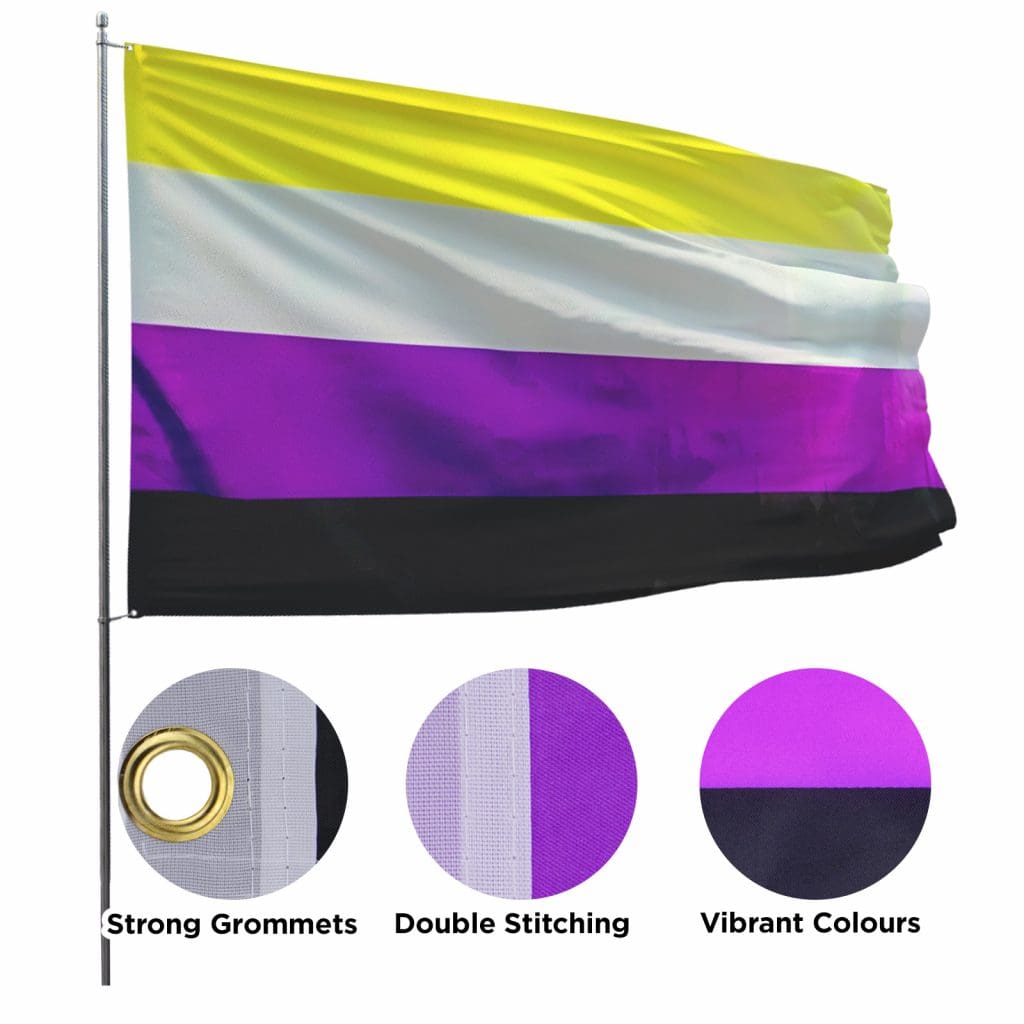 Extra Large Non Binary Pride Flag 5ft x 3ft (150 x 90cm) - EcoBargains